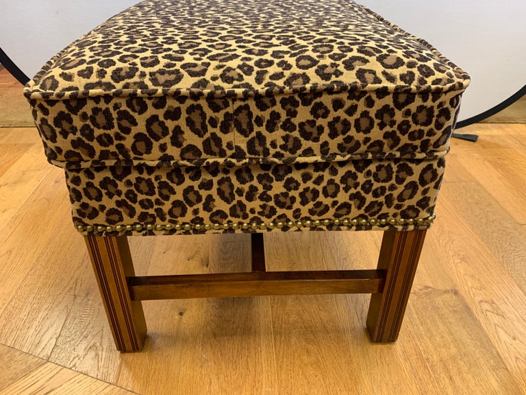 Pair of Berhardt Leopard Print Ottomans Stools Nailhead Newly ...