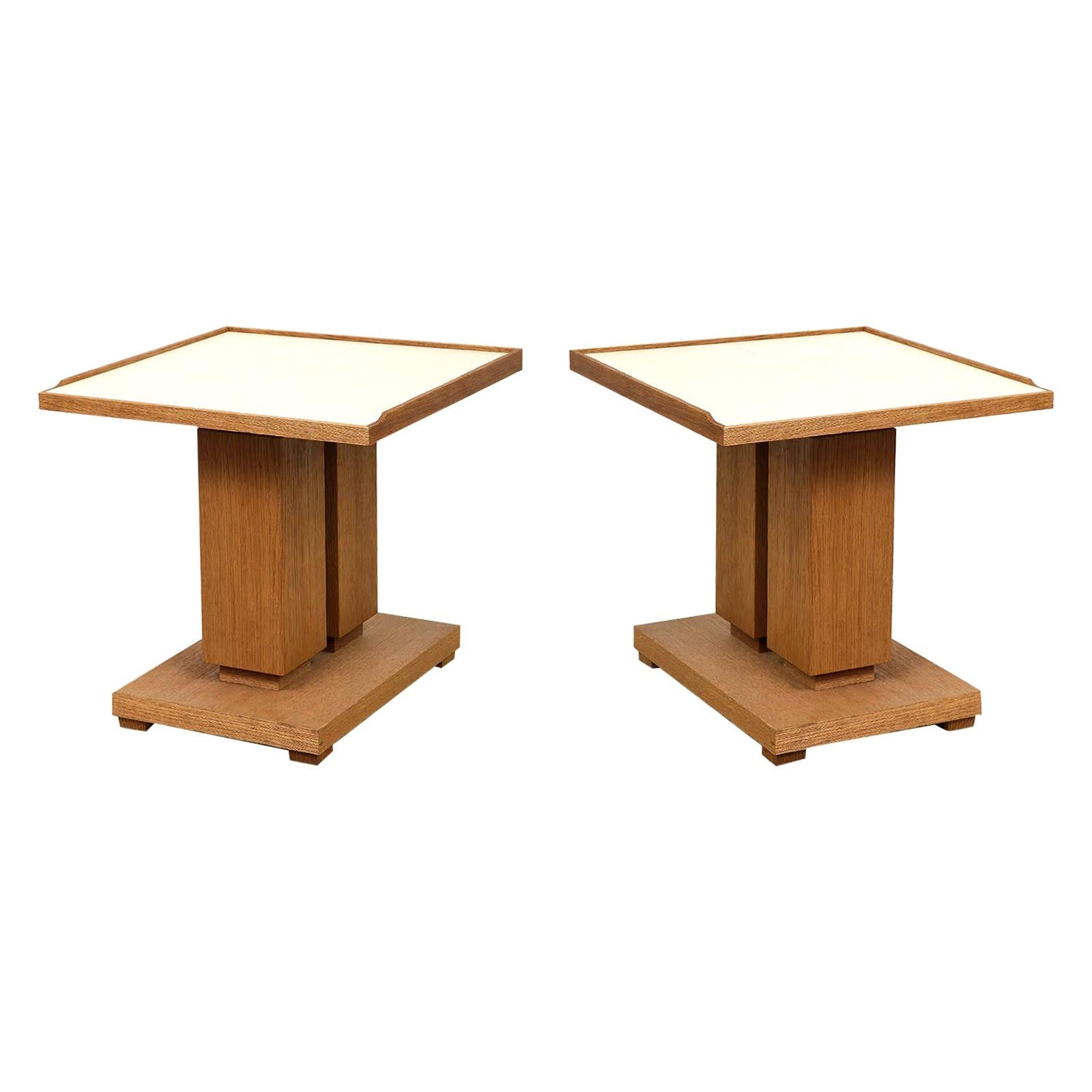 Custom Cerused Oak Square Side Table on Castors For Sale at 1stDibs