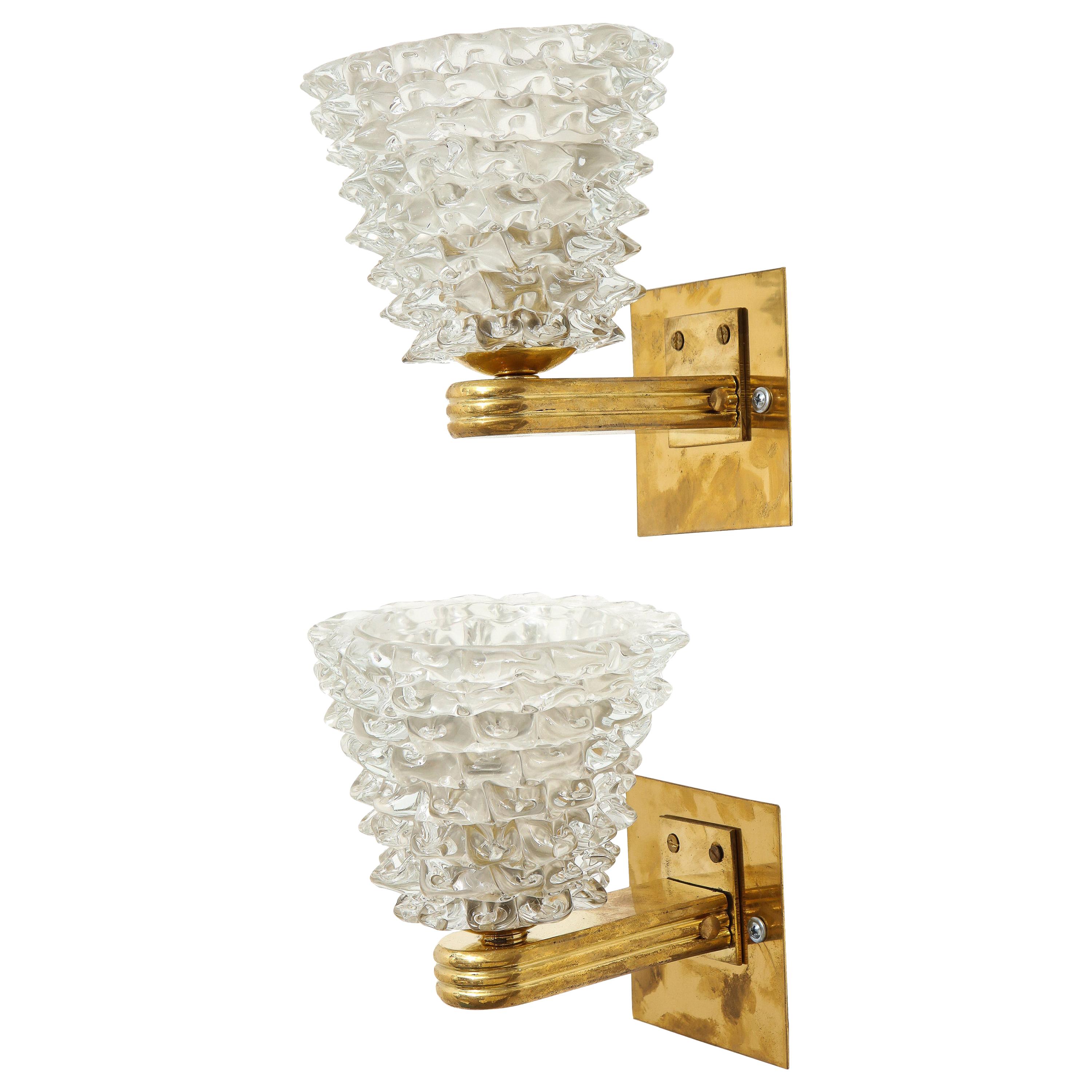 Pair of Bespoke Murano Glass Sconces For Sale at 1stDibs