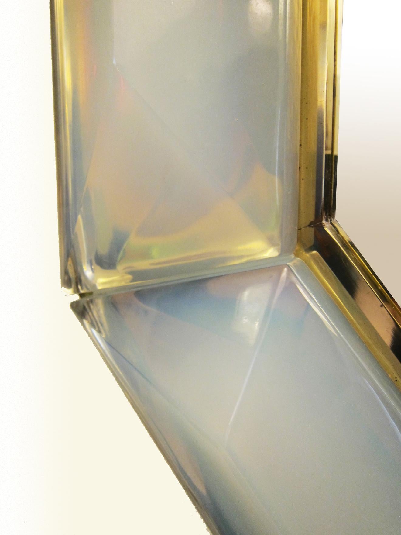 Pair of Bespoke Octagon Iridescent Opaline Murano Glass Mirrors, in ...