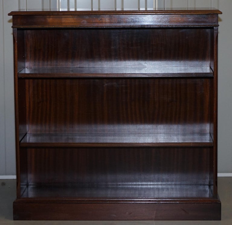 Pair of Bevan Funnell Flamed Mahogany Dwarf Open Bookcases Adjustable ...