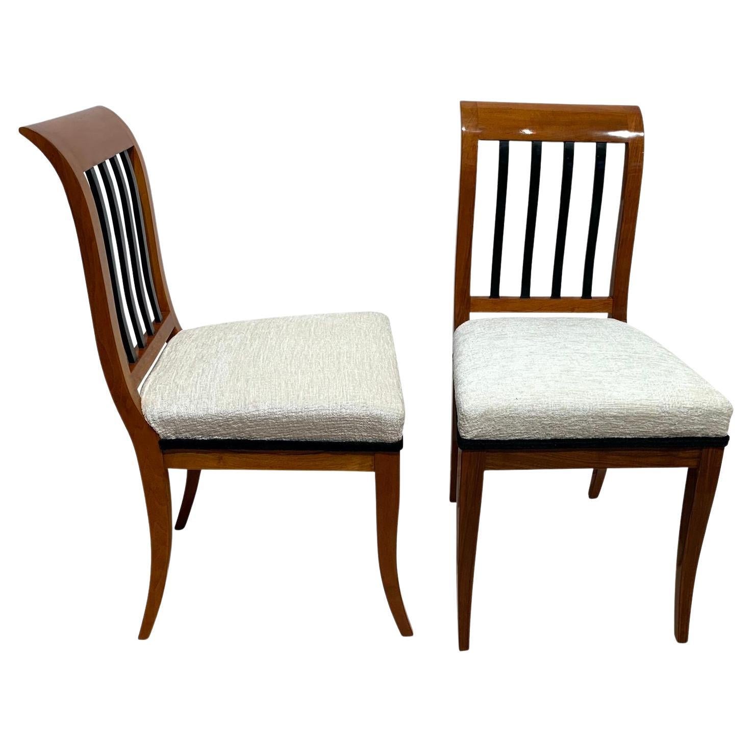 Pair of Biedermeier Side Chairs, Solid Walnut, Franconia, Germany ...
