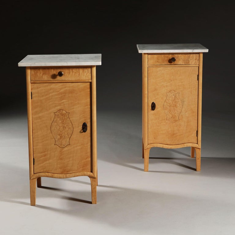 Pair of Birch Bedside Tables Attributed to Axel Stahls Mobelfabrik For ...