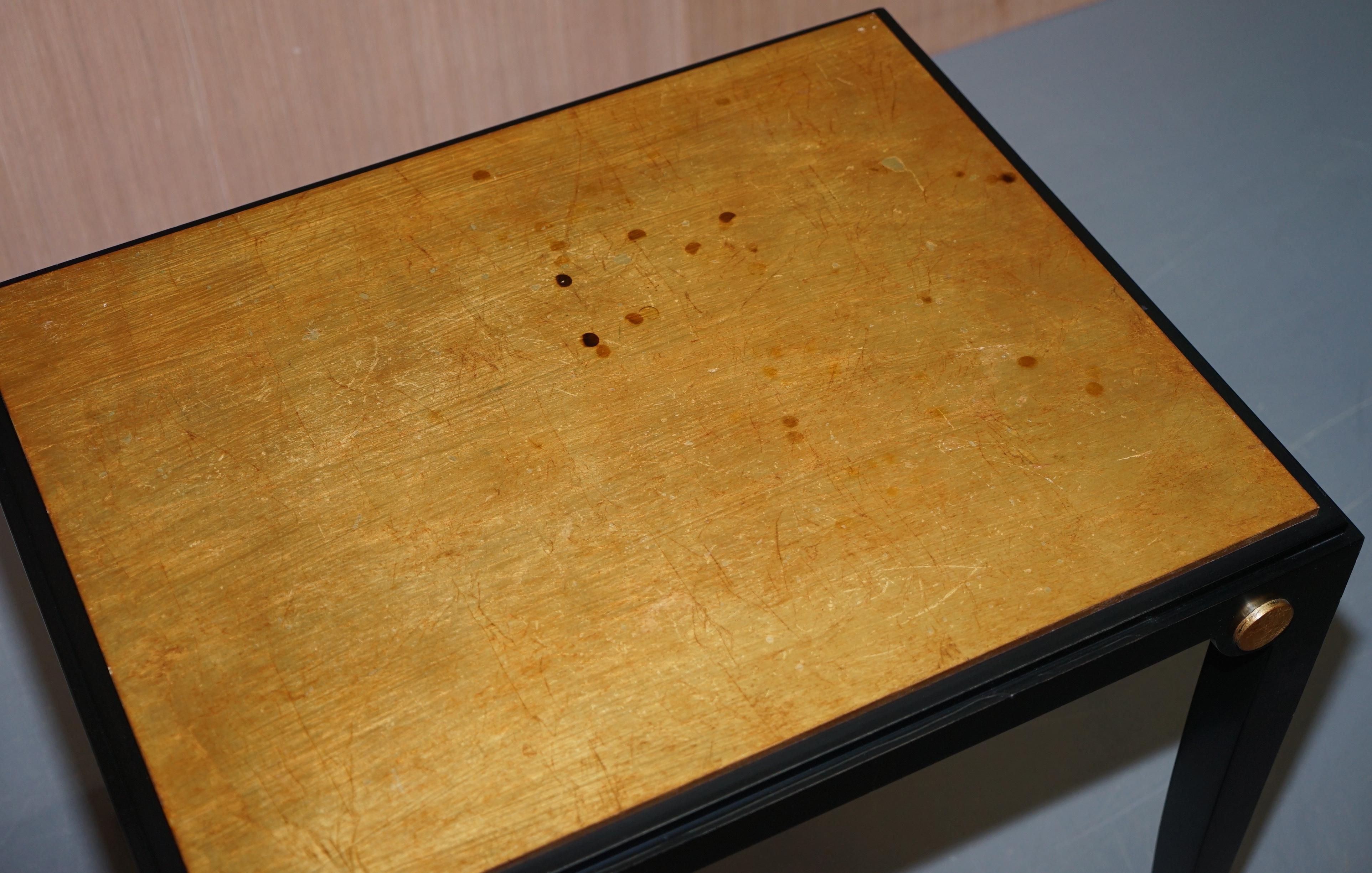 Pair of Birds Eye Maple Gold Leaf Painted Tops Side End Wine Tables For ...