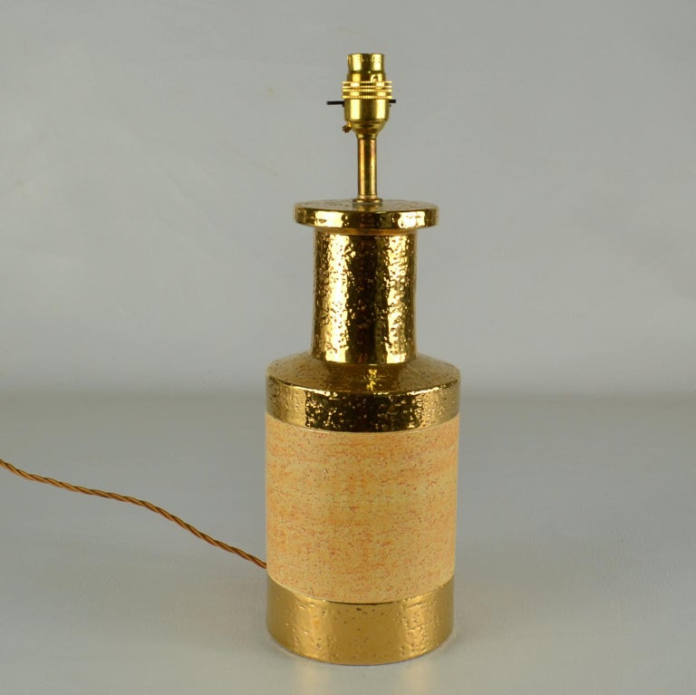 Pair of Bitossi Gold and Stoneware Ceramic Italian Table Lamps For Sale ...