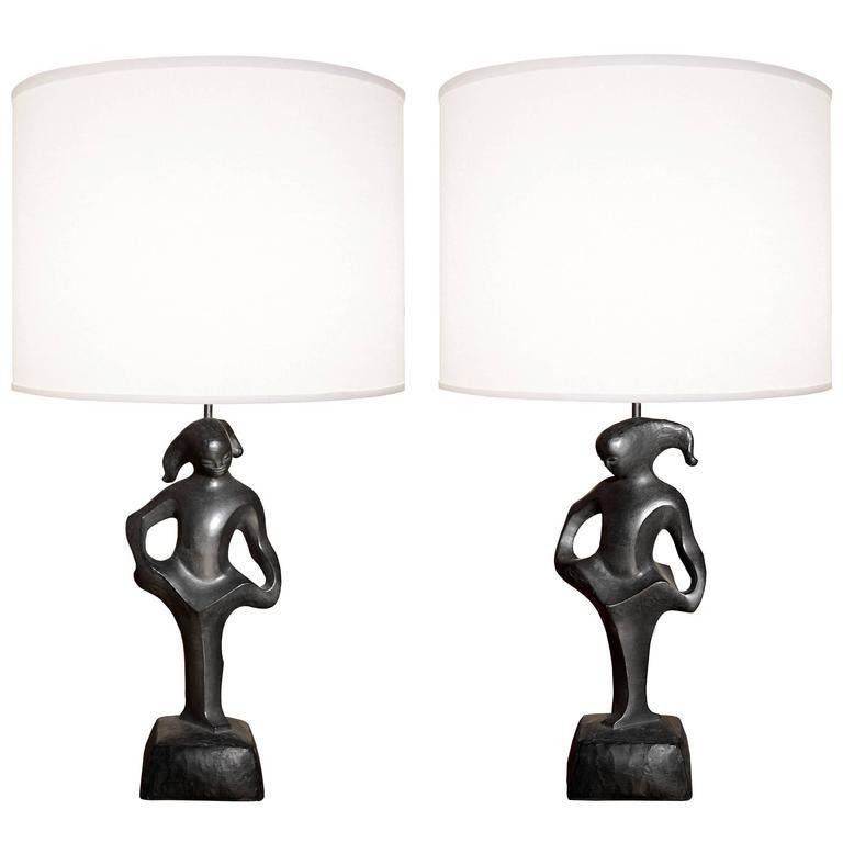 Pair of Black Abstract Figural Lamps by RIMA NY For Sale at 1stDibs ...
