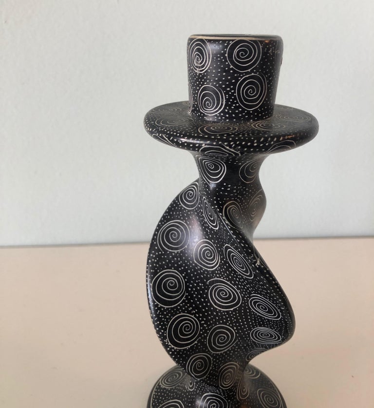 Pair of Black and White African Soapstone Candle Holders For Sale at ...