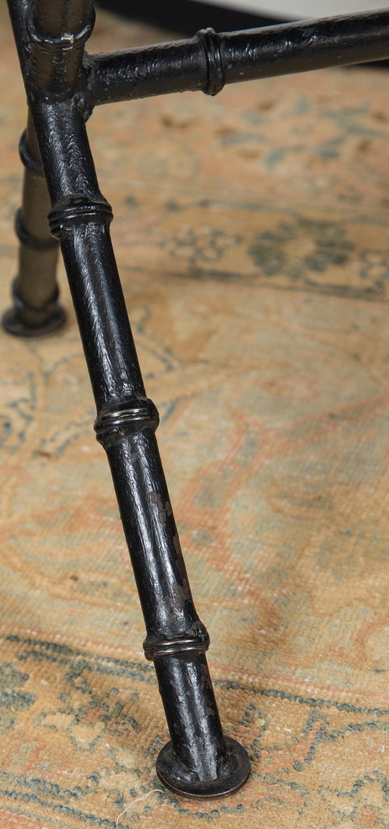 Pair of Black and White French Demilune Iron Benches Recovered in ...