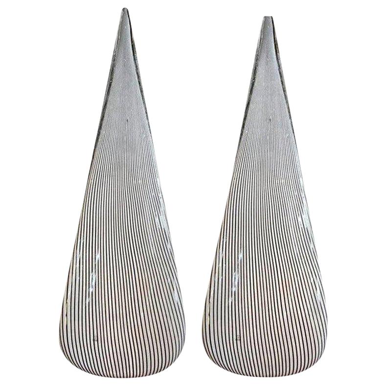 Set of 2 Black and White Cyclope Light Sculptures For Sale at 1stDibs