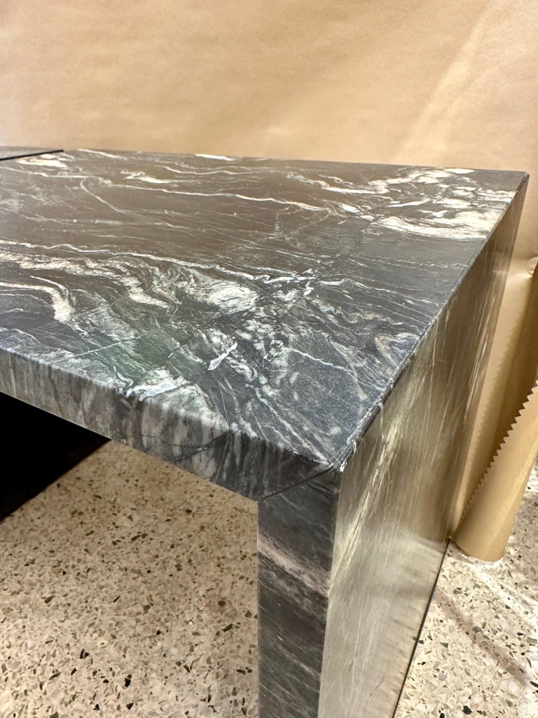 Pair of Black Belgian Marble Clad Waterfall Design End Tables/ Side ...