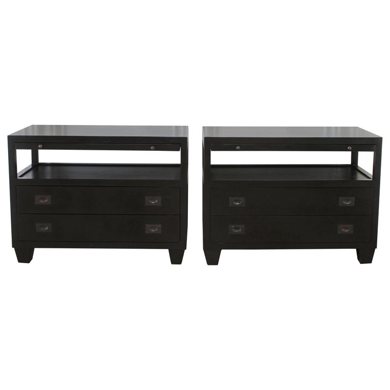 Pair of Black Custom Made Nightstands at 1stDibs