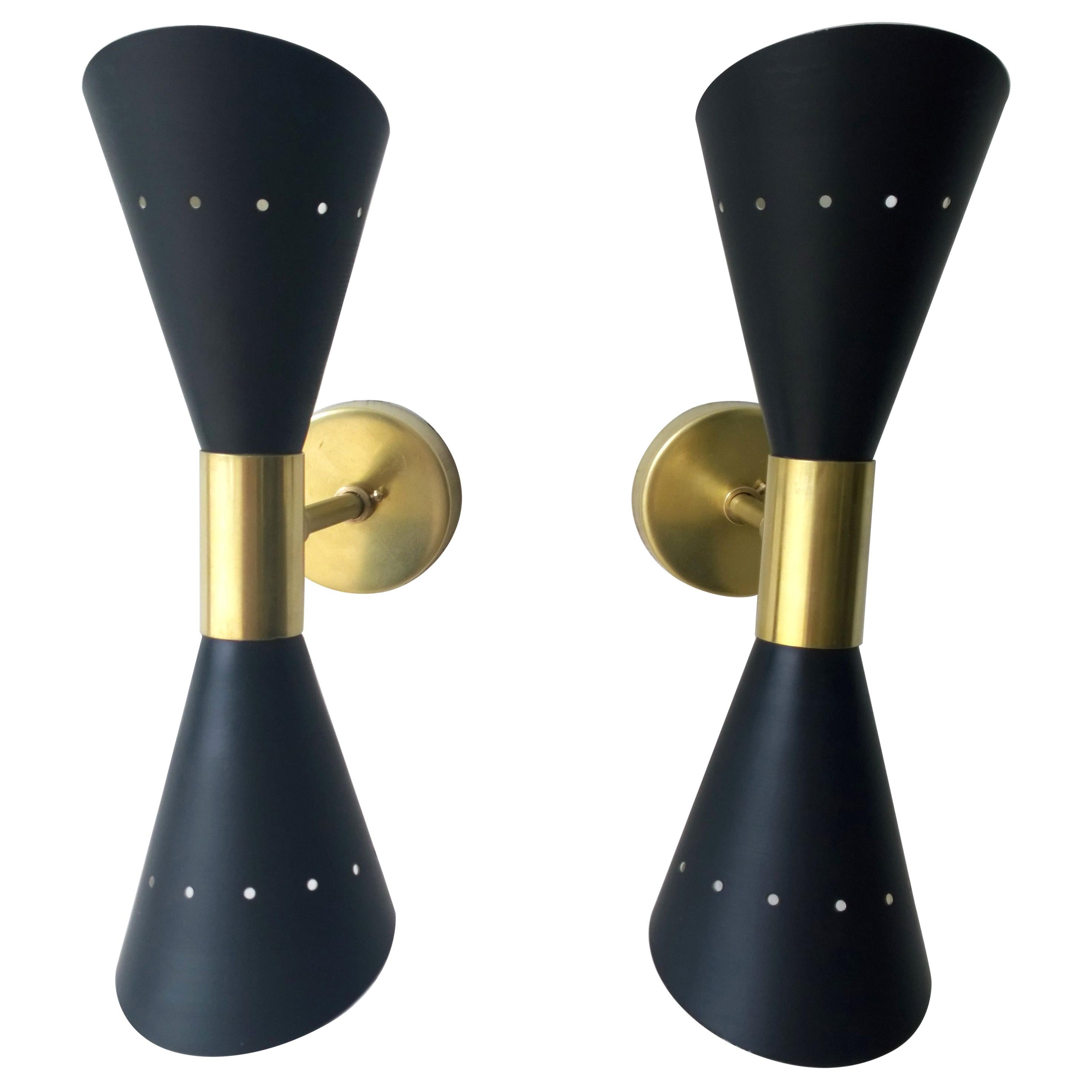A Pair of Stunning White Double Cone Sconces at 1stDibs