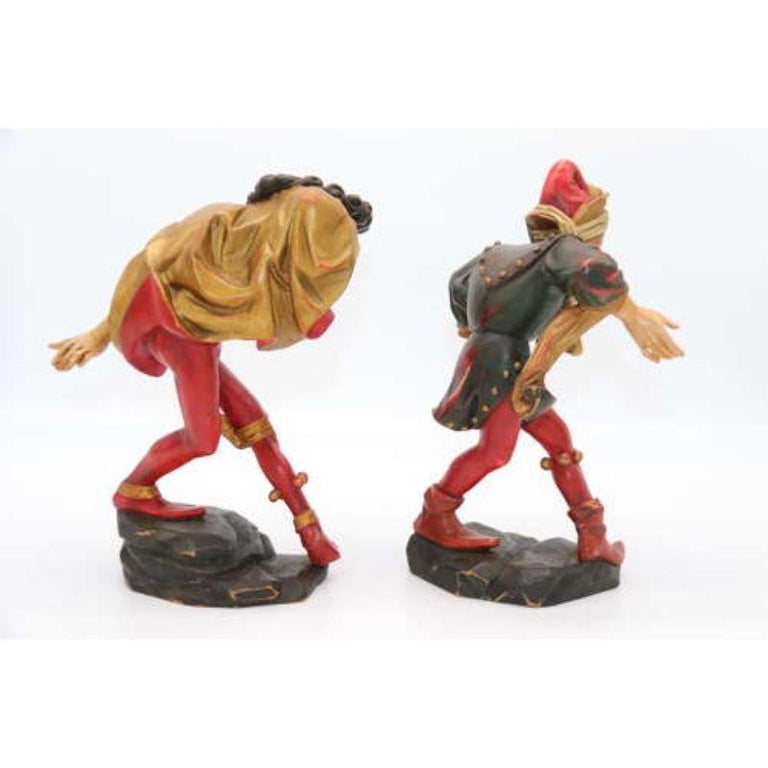 Pair of Black Forest Polychrome Painted Jesters Made from Lime Wood ...