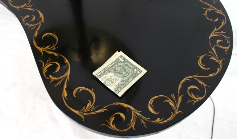 Pair of Black Lacquer Gold Decorated Kidney Shape Deco Floor Lamps Side ...