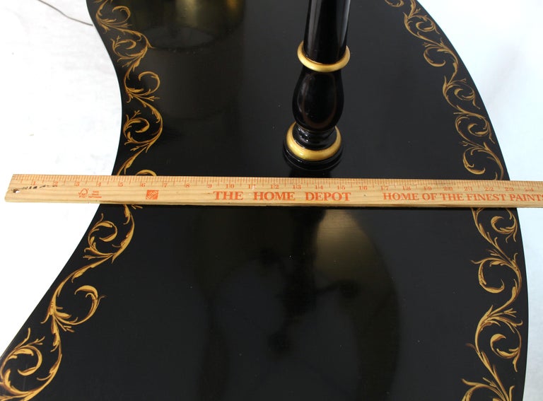 Pair of Black Lacquer Gold Decorated Kidney Shape Deco Floor Lamps Side ...