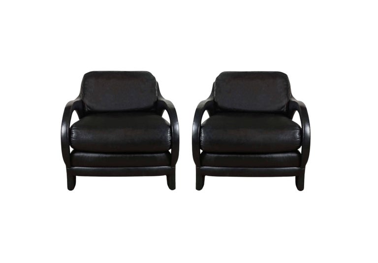 Pair of Black Leather Jay Spectre Tycoon Lounge Chairs For Sale at 1stDibs