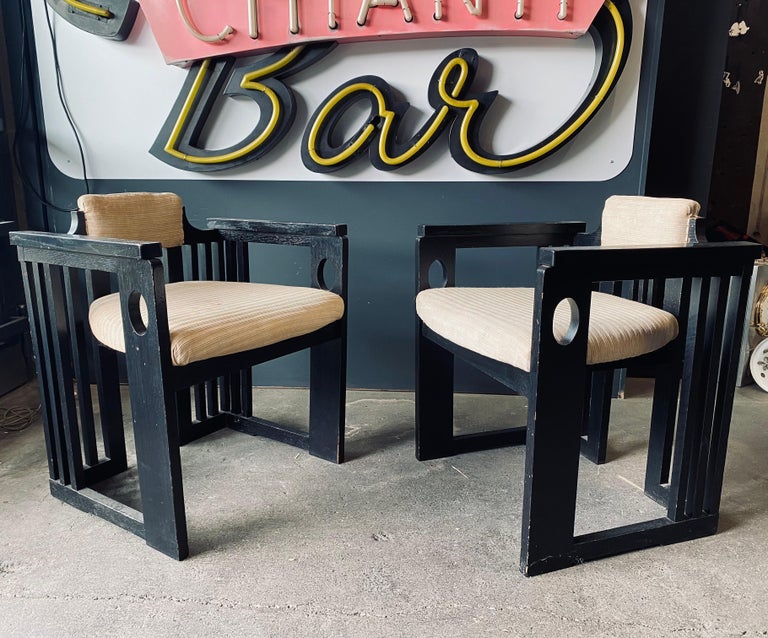 Pair of Black Lounge Chairs, Viennese Secession Style, Art Nouveau For ...