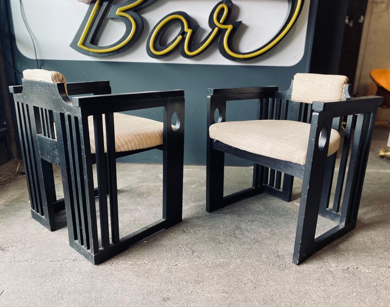 Pair of Black Lounge Chairs, Viennese Secession Style, Art Nouveau For ...