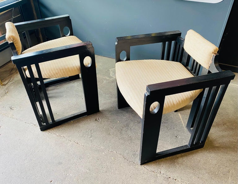 Pair of Black Lounge Chairs, Viennese Secession Style, Art Nouveau For ...