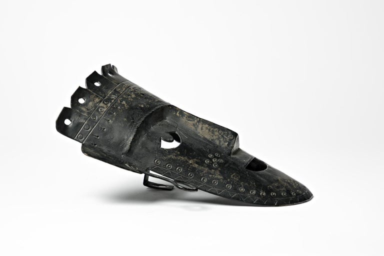 Pair of Black Metal Mask Wall Lighting Decoration 1970 Design For Sale ...