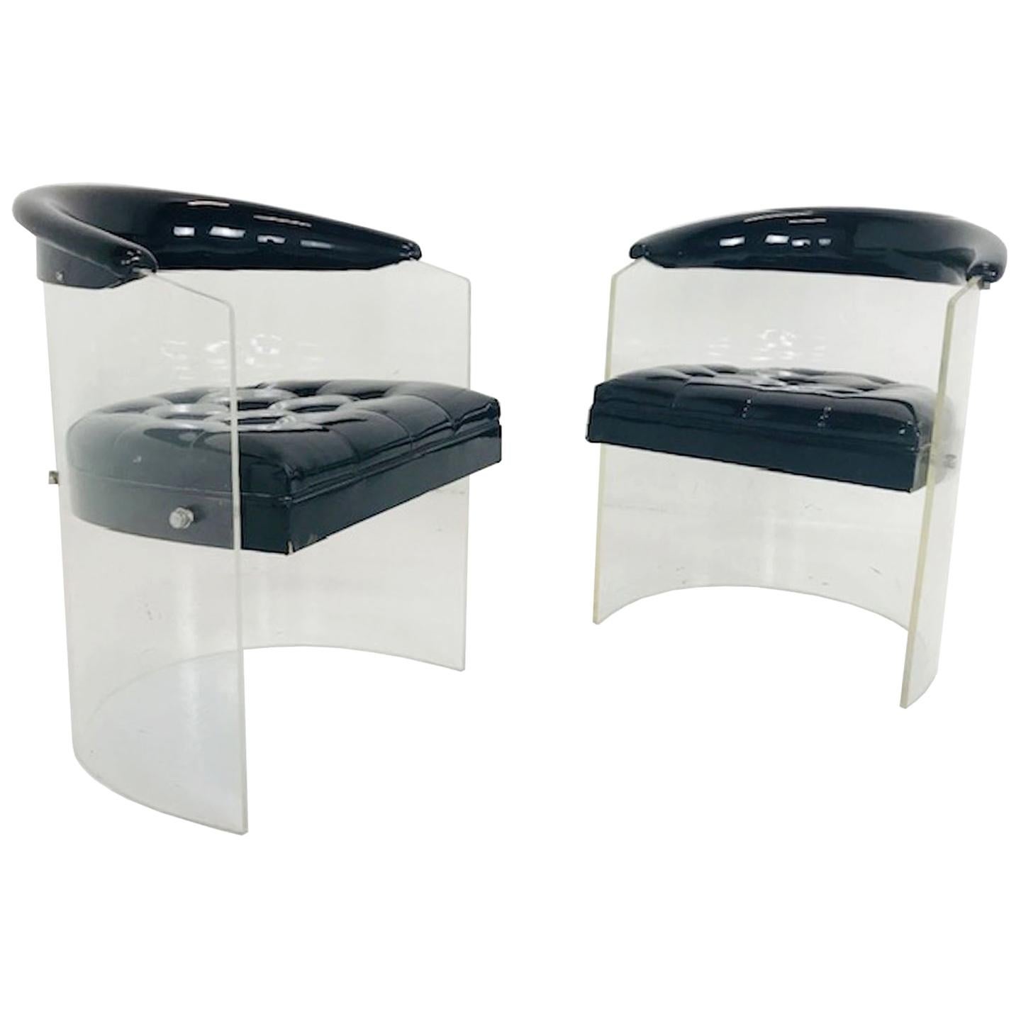 Pair of Lucite and chrome directors chairs. at 1stDibs