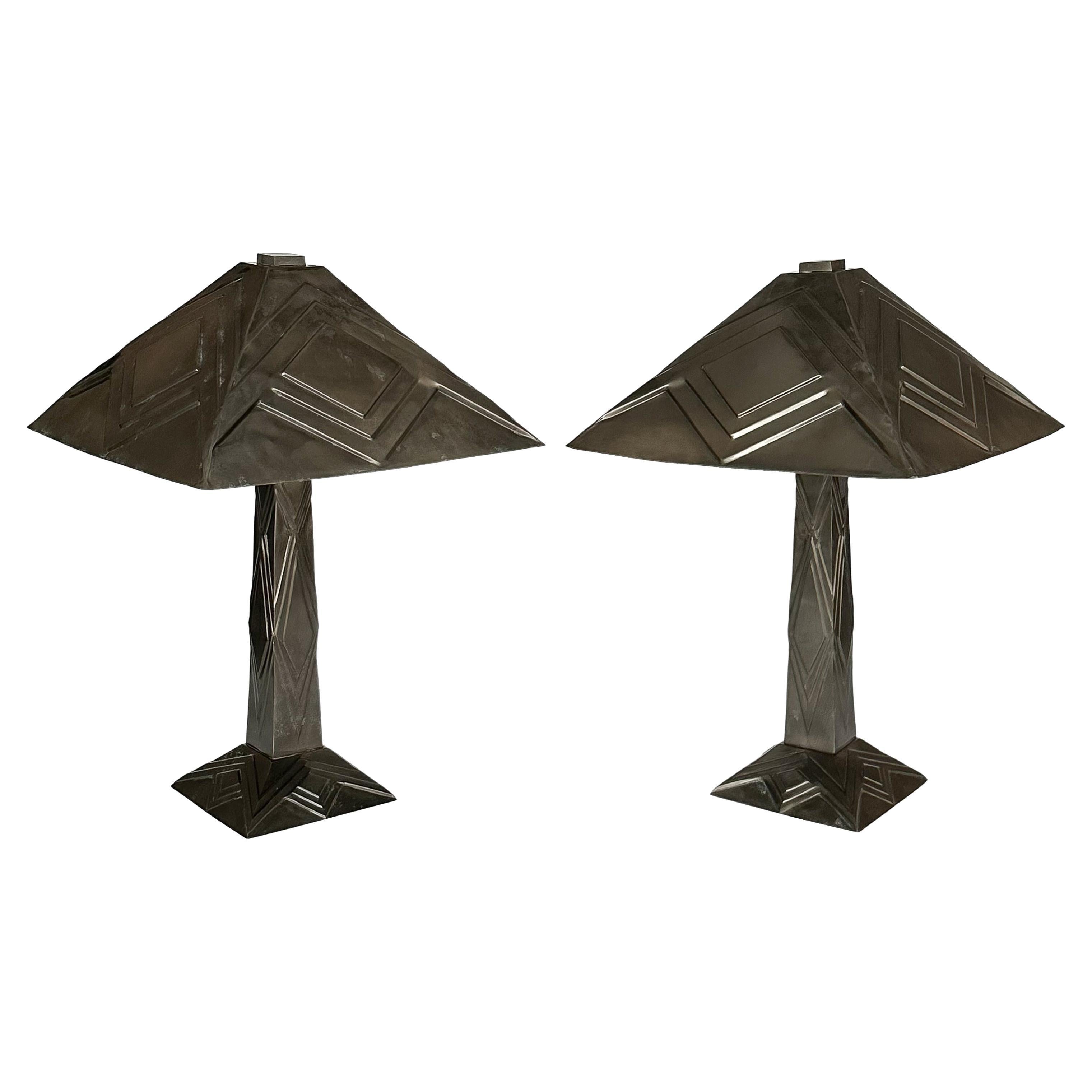 Pair of Hand-Forged Horseshoe Lamps For Sale at 1stDibs