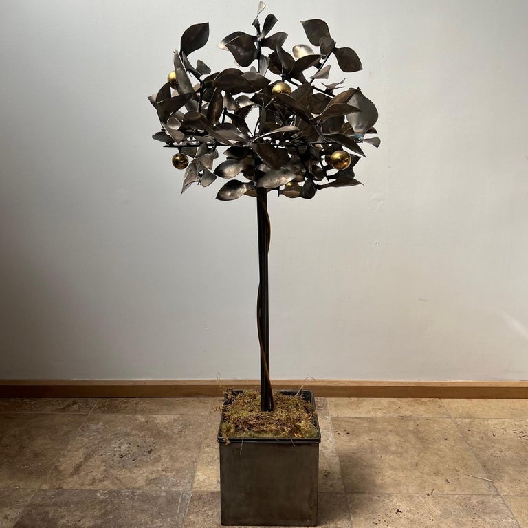Pair of Blacksmith Made Mid-Century Steel Decorative Trees For Sale at ...