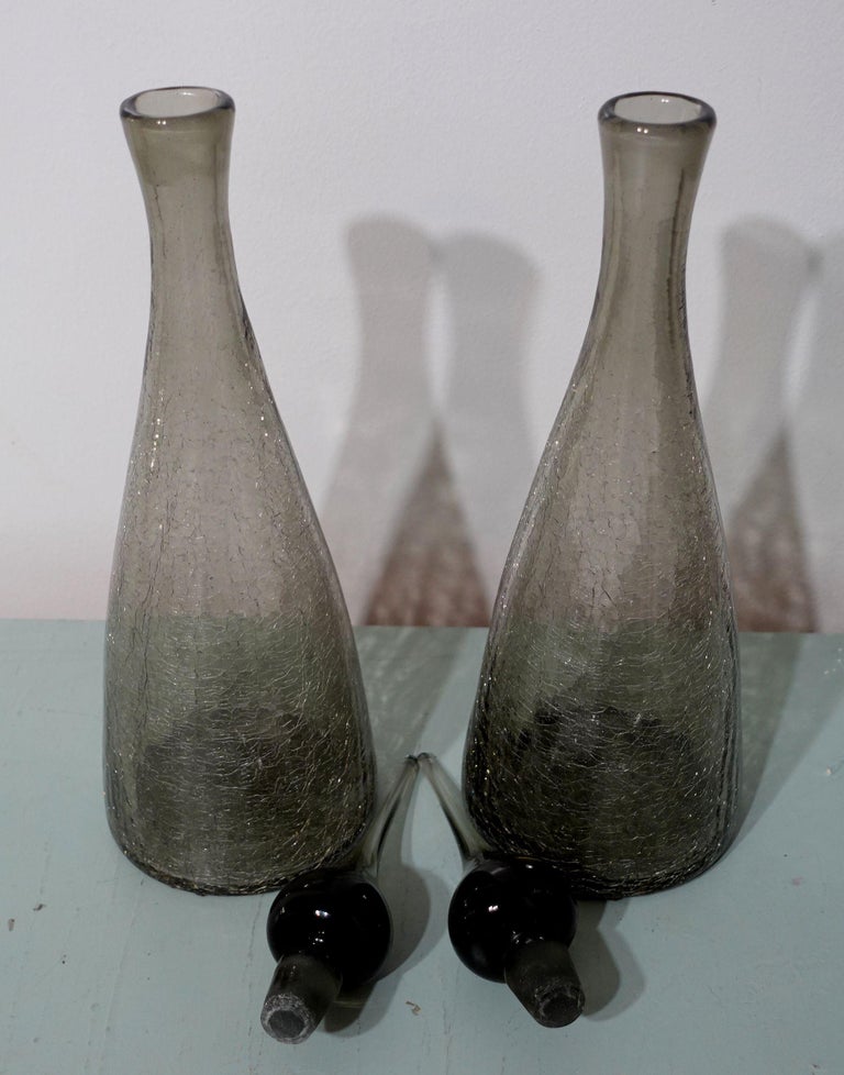 Pair of Blenko Art Glass Decanters For Sale at 1stDibs