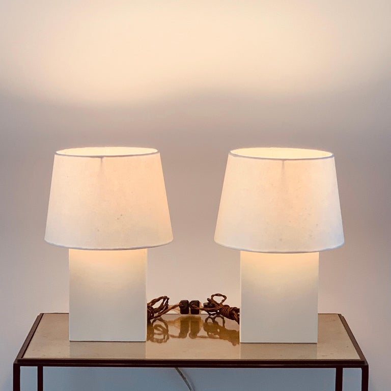 Pair of 'Bloc' Parchment Lamps with Parchment Paper Shades by Design ...