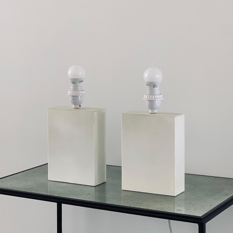 Pair of 'Bloc' Parchment Lamps with Parchment Paper Shades by Design ...