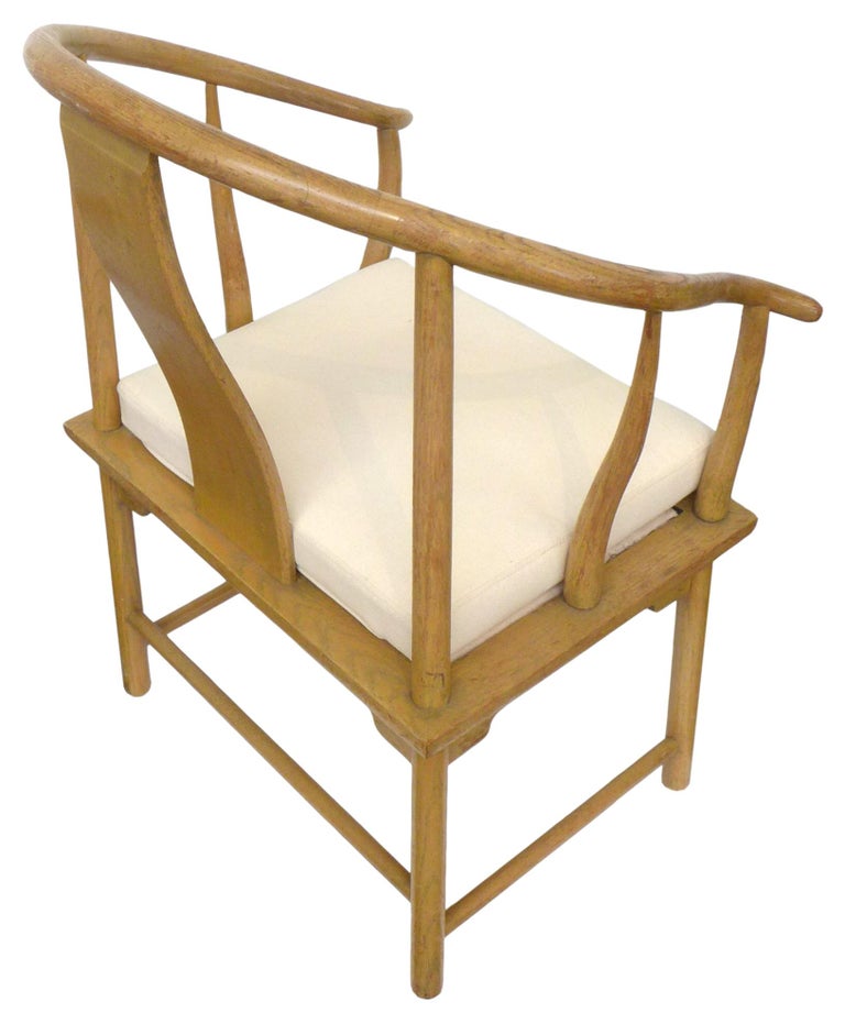 Pair of Blonde Wood Curvilinear Arm Chairs For Sale at 1stDibs