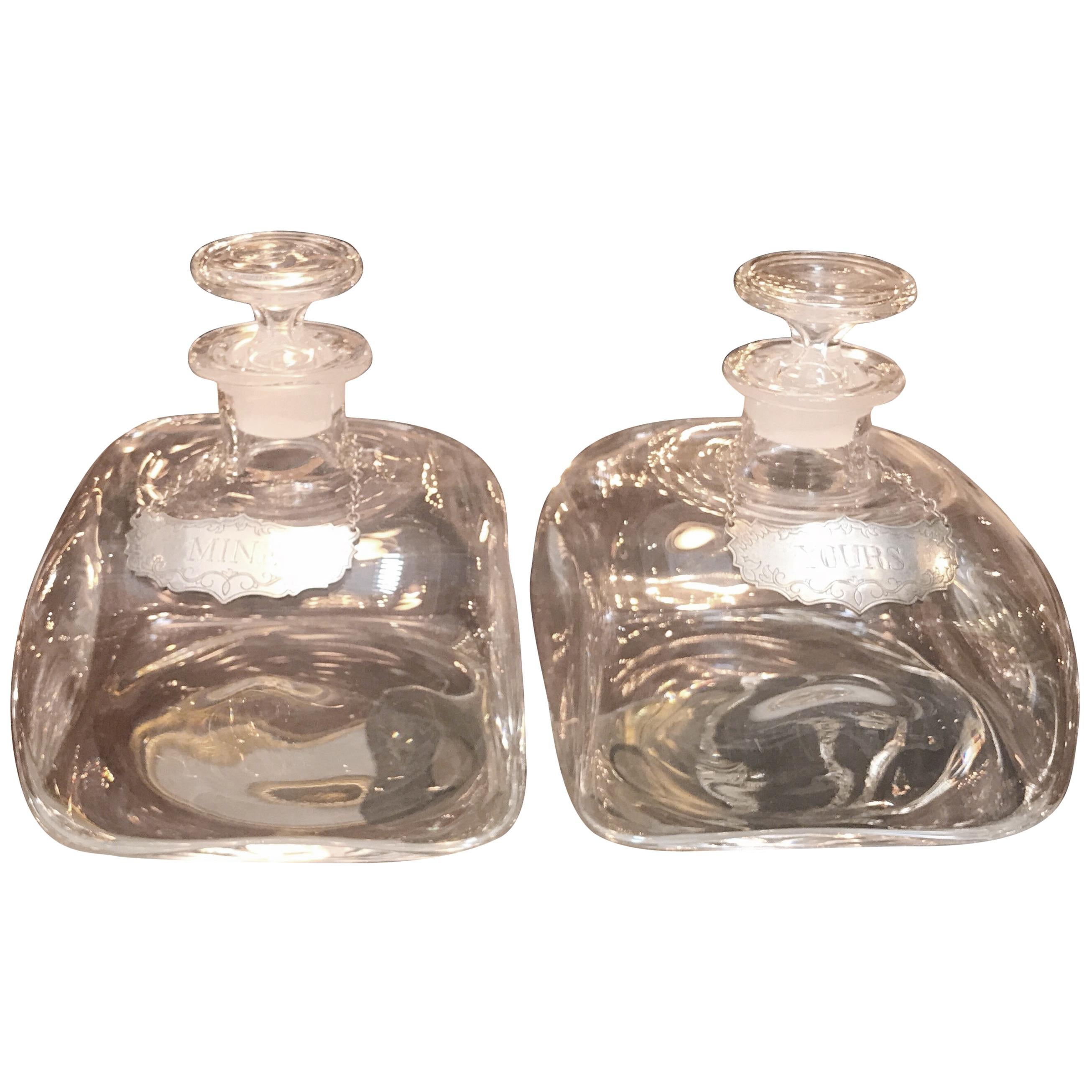 English Oak Tantalus with Two Cut Glass Decanters at 1stDibs