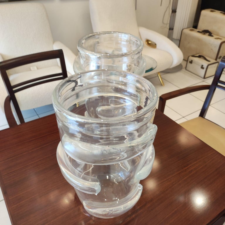 Pair of Blown Translucid Murano Glass Vase For Sale at 1stDibs