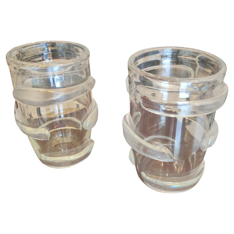 Pair of Blown Translucid Murano Glass Vase For Sale at 1stDibs