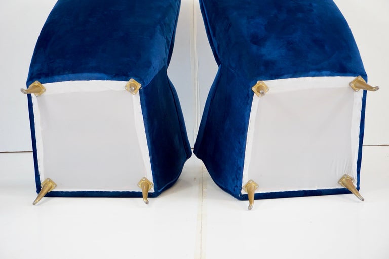 Pair of Blu Velvet Gio Ponti Bergere Wingback Armchairs by ISA, 1950 ...