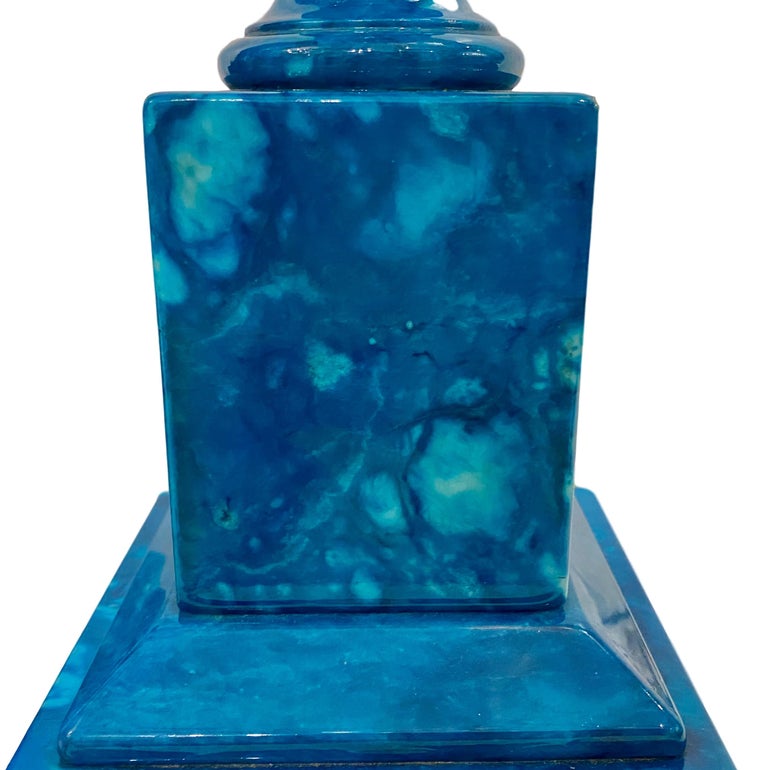 Pair of Blue Alabaster Lamps For Sale at 1stDibs | alabaster blue