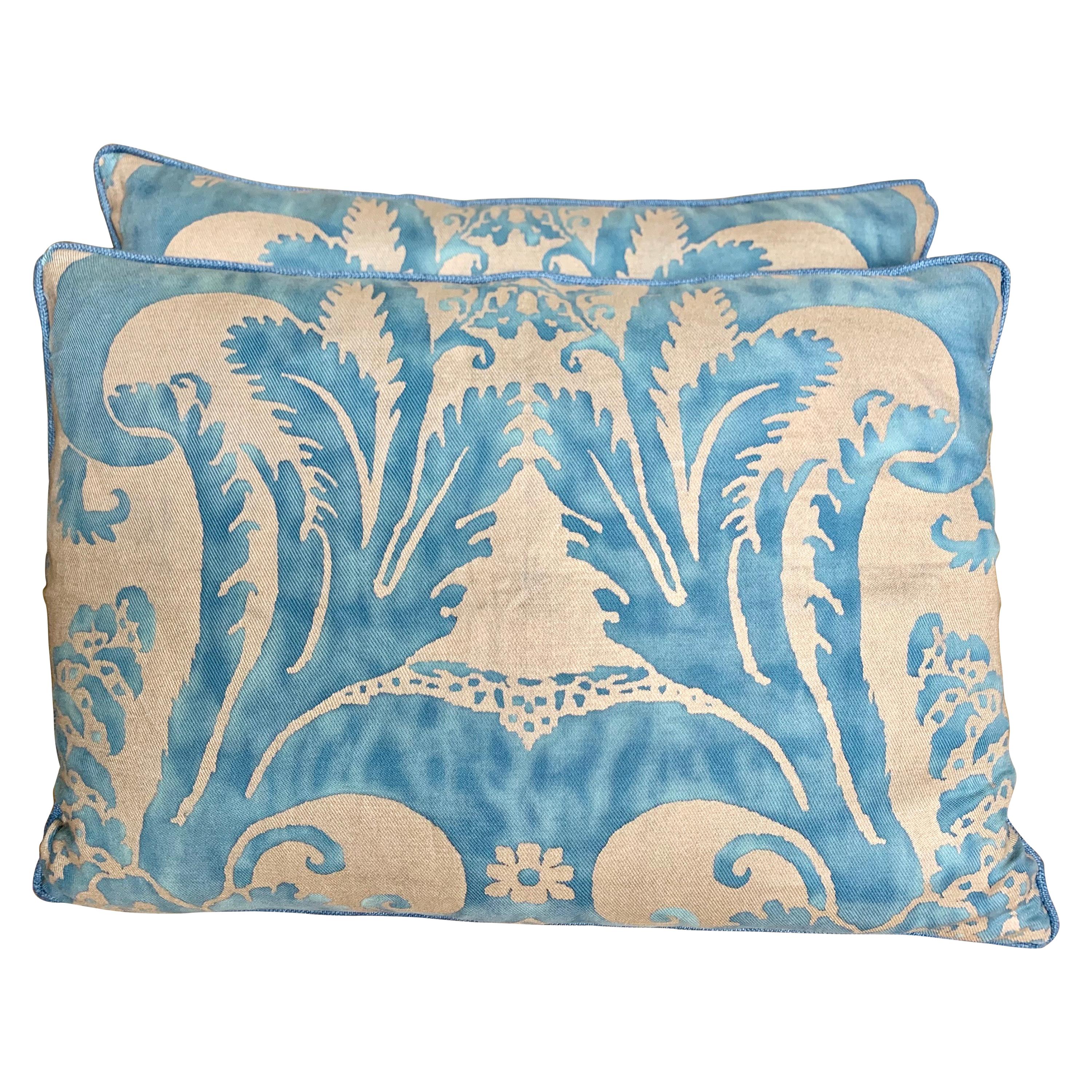 Pair of Fortuny Fabric Cushions in the Glicine Pattern For Sale at 1stDibs