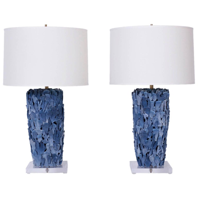 Pair of Blue Coral Table Lamps at 1stDibs