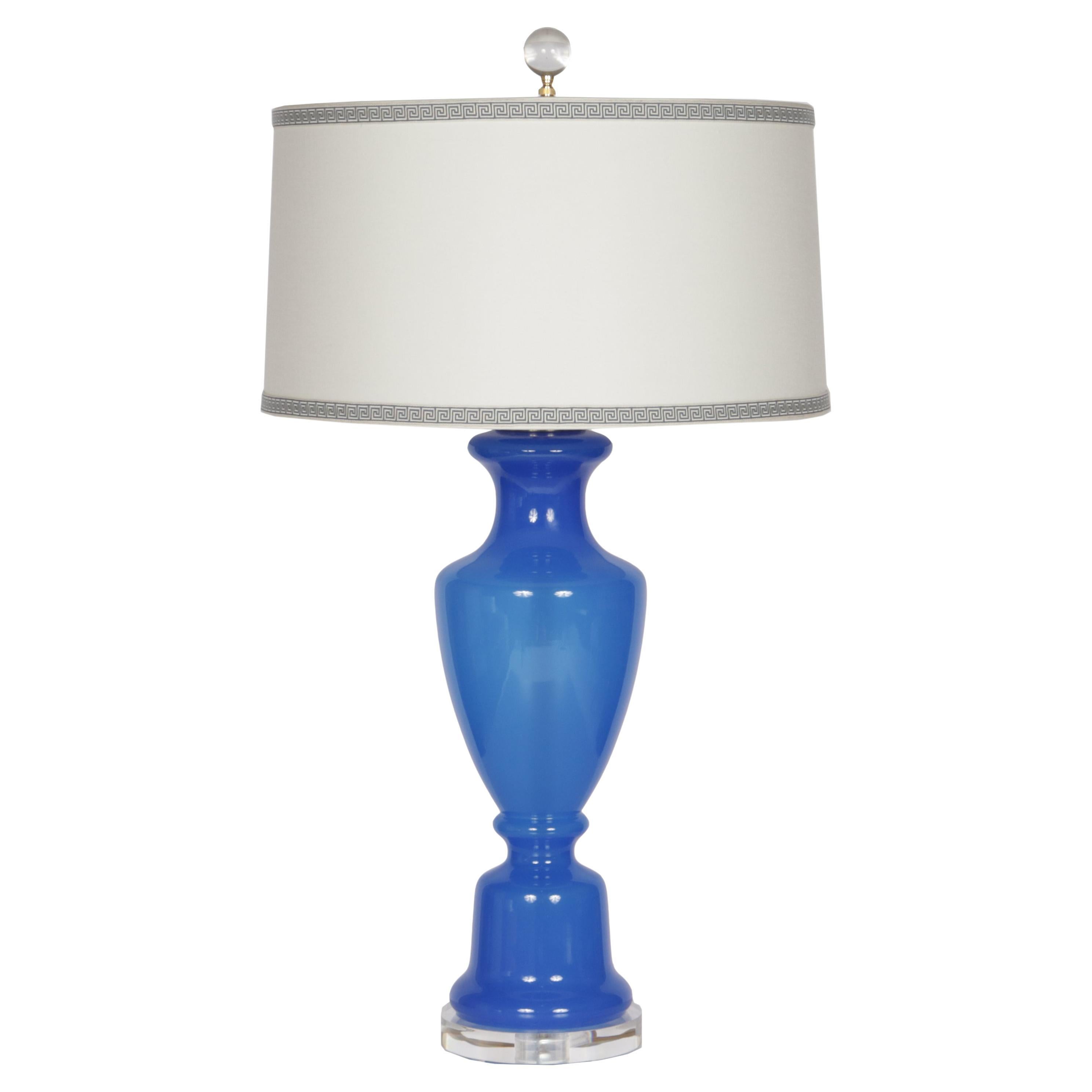 Blue Calcite Stacked Lamp with Lucite at 1stDibs
