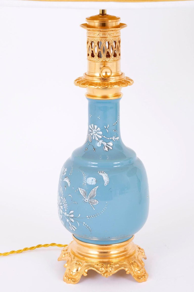 Pair of Blue Porcelain Lamps with a White Enameled Decor, circa 1880 at ...