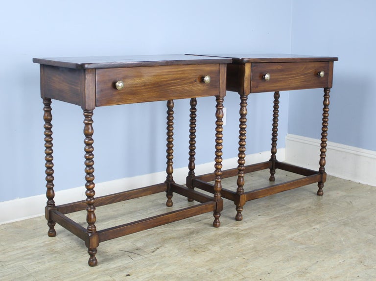 Pair of Bobbin Turned Leg Side Tables, Custom Made of Old Wood at 1stDibs