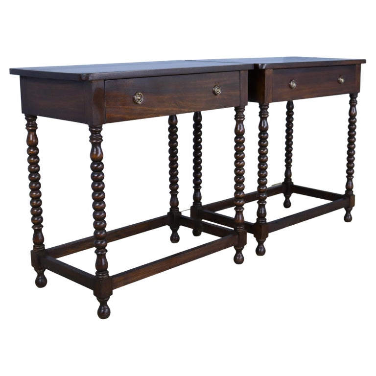 Pair of Bobbin Turned Leg Side Tables, Custom Made of Old Wood at 1stDibs