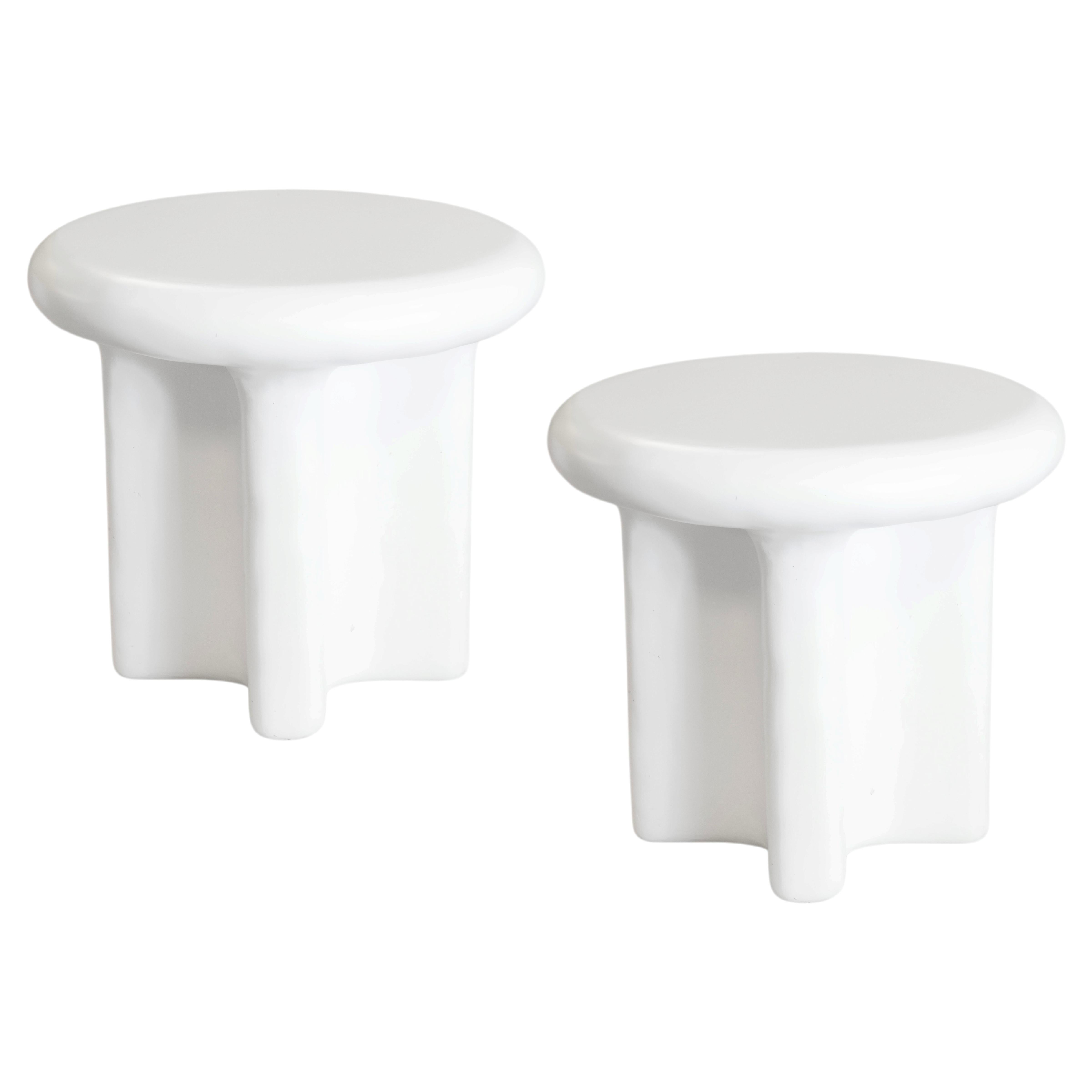 Pair of Sass Side Tables from Souda, Tall, White, Wood End Table, Made ...