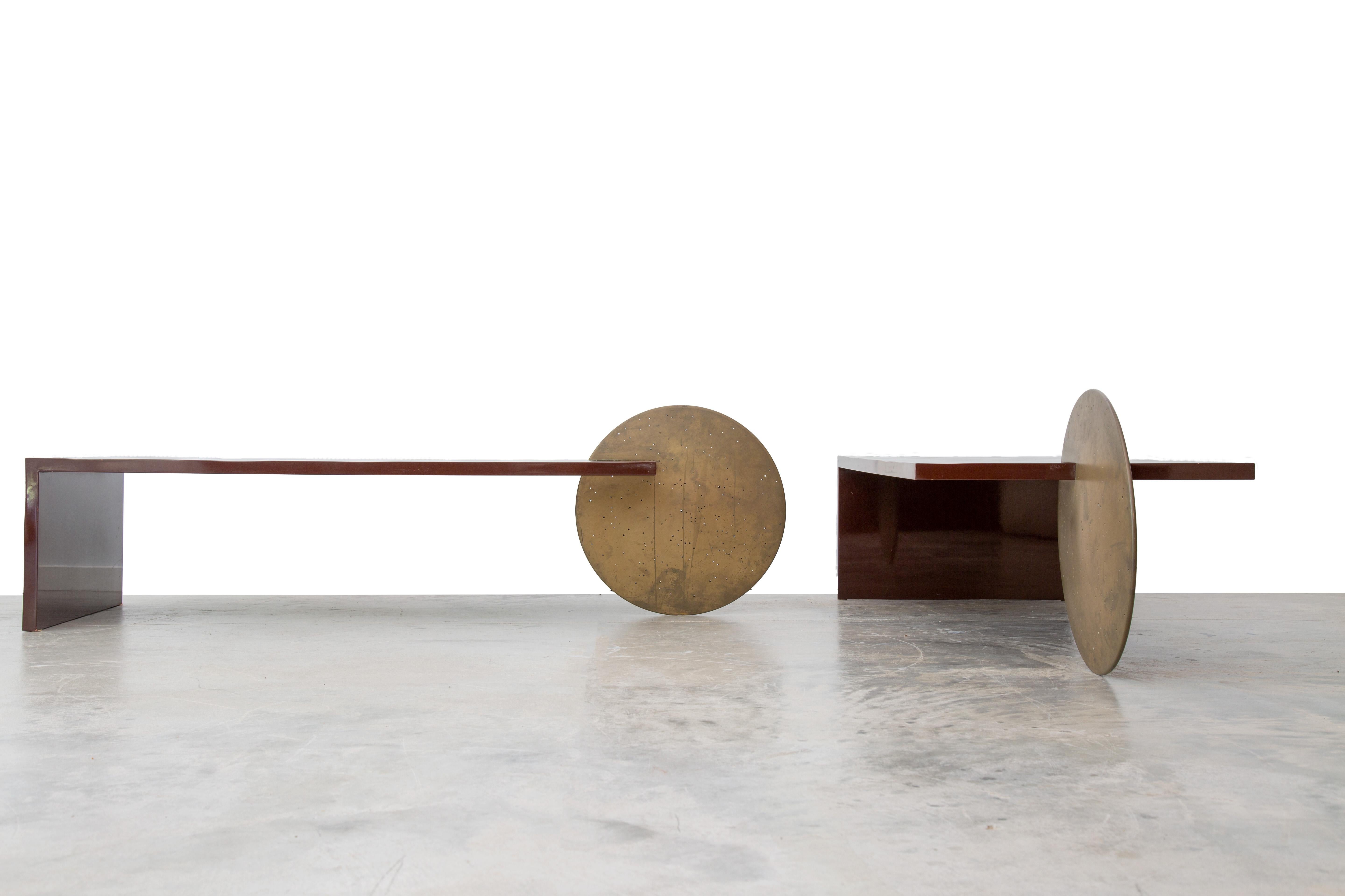 Pair of Borealis Tables by Patrick Elie Naggar for Ralph Pucci 2003 Solid Brass For Sale at 1stDibs