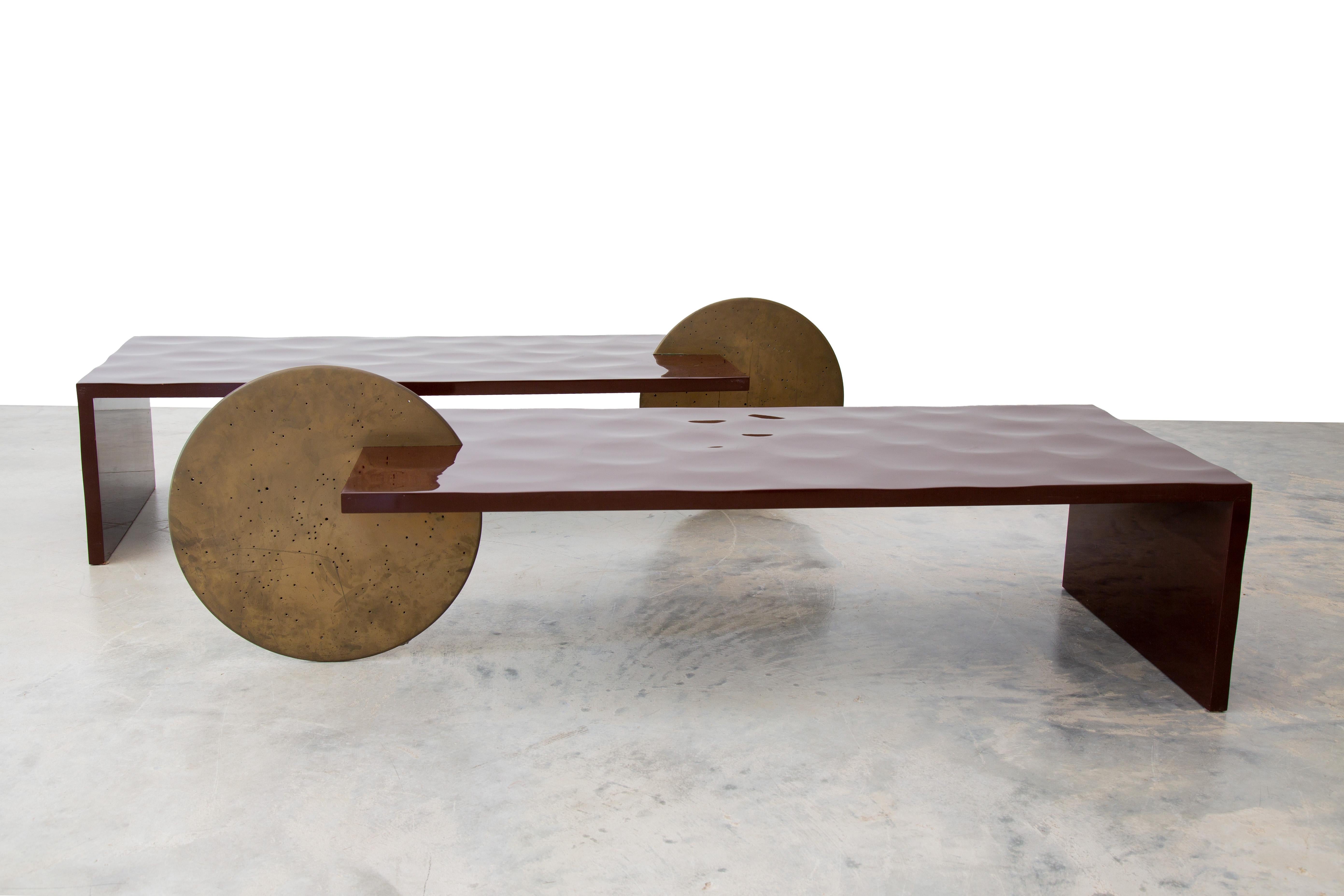Pair of Borealis Tables by Patrick Elie Naggar for Ralph Pucci 2003 Solid Brass For Sale at 1stDibs