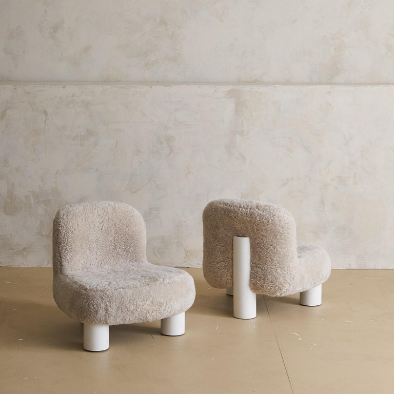 Pair of Botolo Chairs by Cini Boeri for Arflex in Shearling at 1stDibs