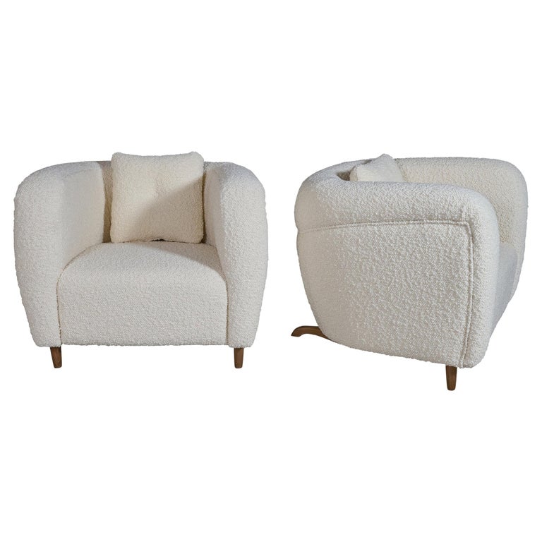 Pair of Boucle Upholstered Chairs For Sale at 1stDibs