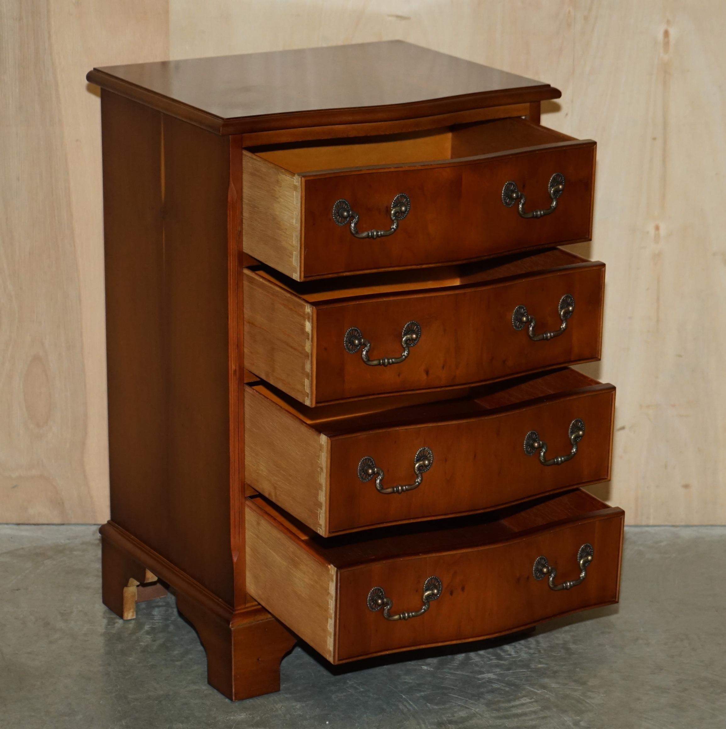 Pair of Bow Fronted Burr Yew Wood Bed Side Table Sized Side End Chest ...