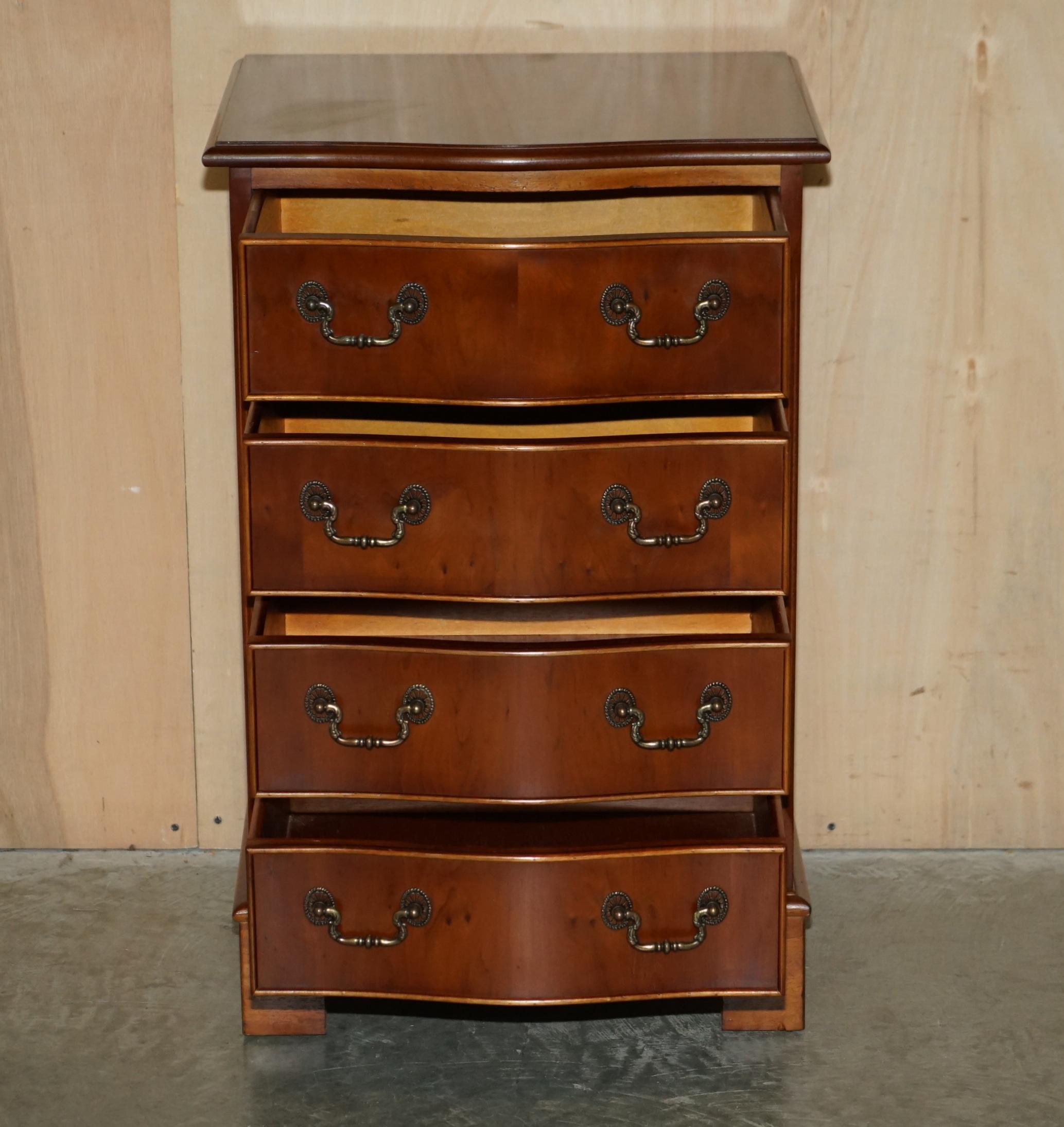 Pair of Bow Fronted Burr Yew Wood Bed Side Table Sized Side End Chest ...