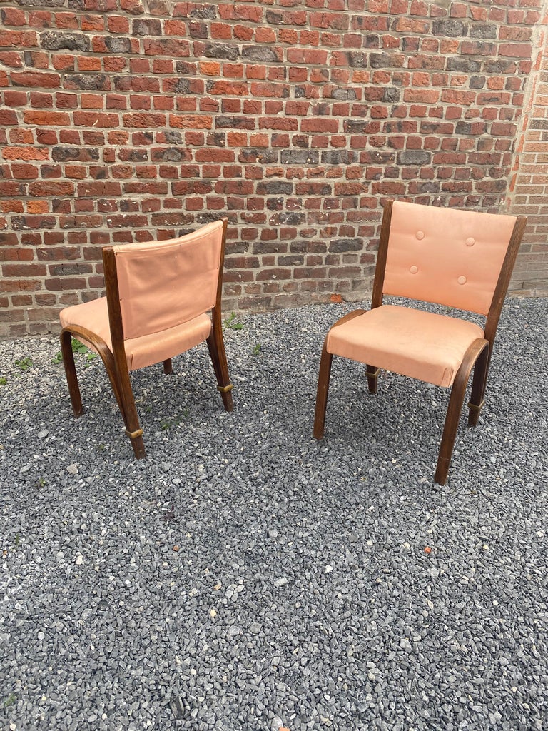 Pair of "Bow Wood" Series Chairs Edited by Steiner, circa 1950 For Sale ...